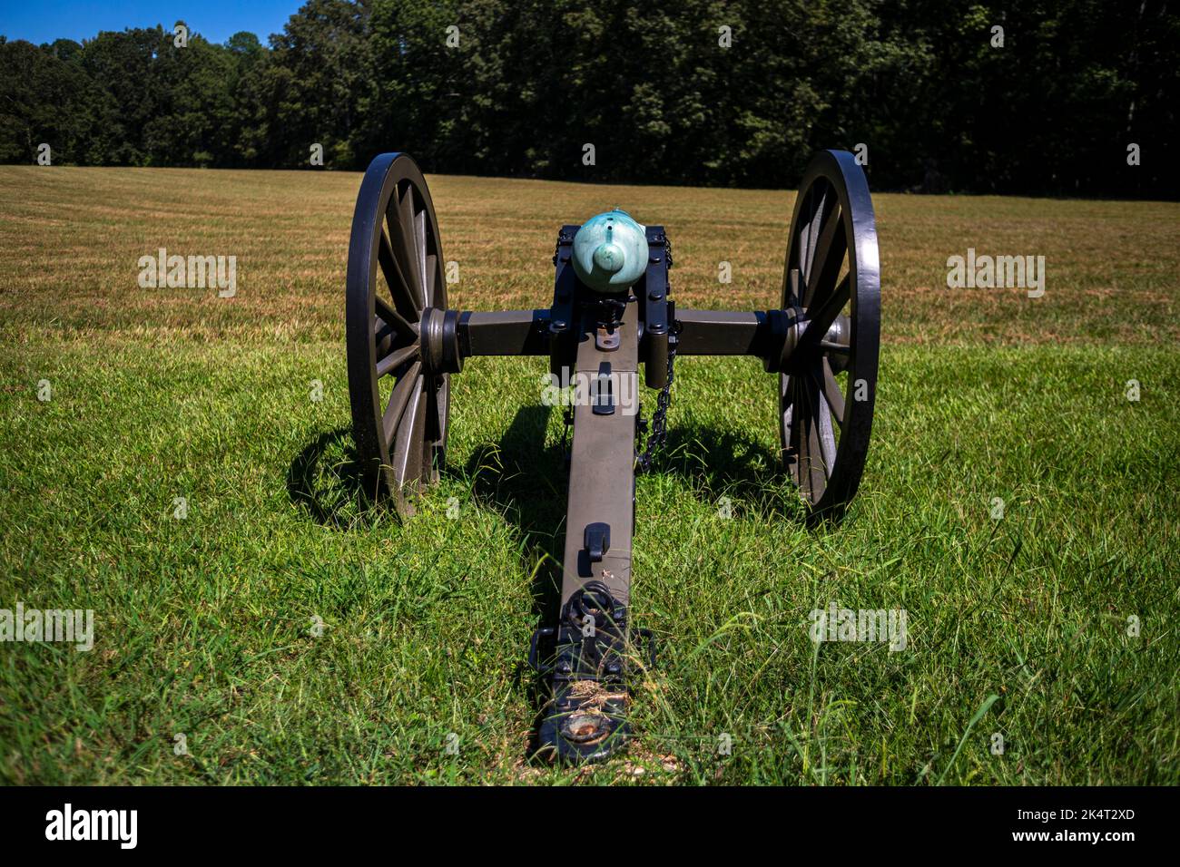 Back view of a blue M1857 12-Pounder, the Napoleon, an American civil ...