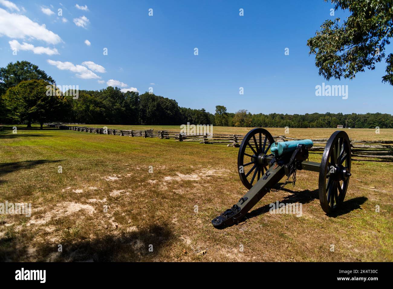 Back view of a blue M1857 12-Pounder, the Napoleon, an American civil ...