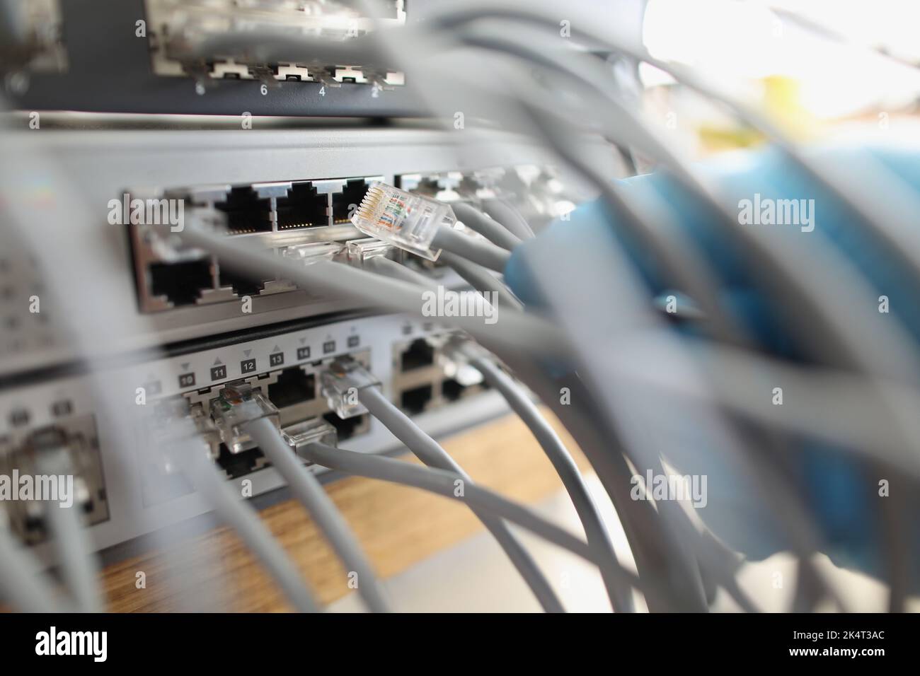 Server switch panel, patch cord connection, close-up Stock Photo - Alamy