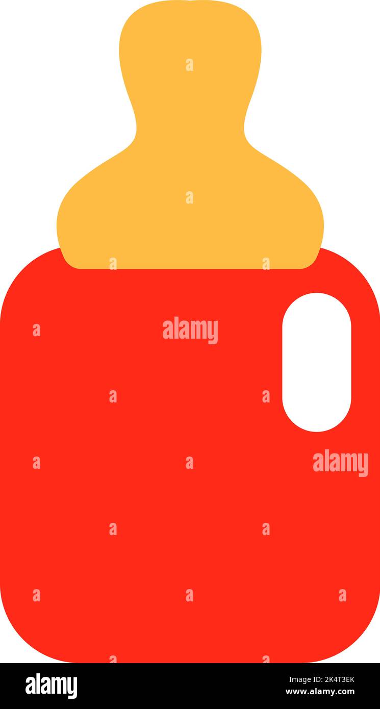 Red Baby bottle, illustration, vector on a white background Stock ...