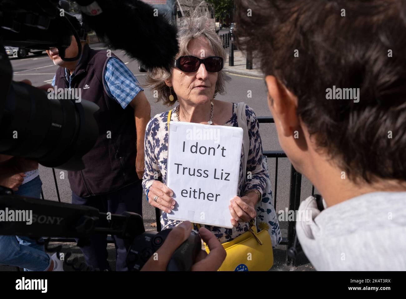 Protesters gather in Westminster as the winner of the Conservative ...
