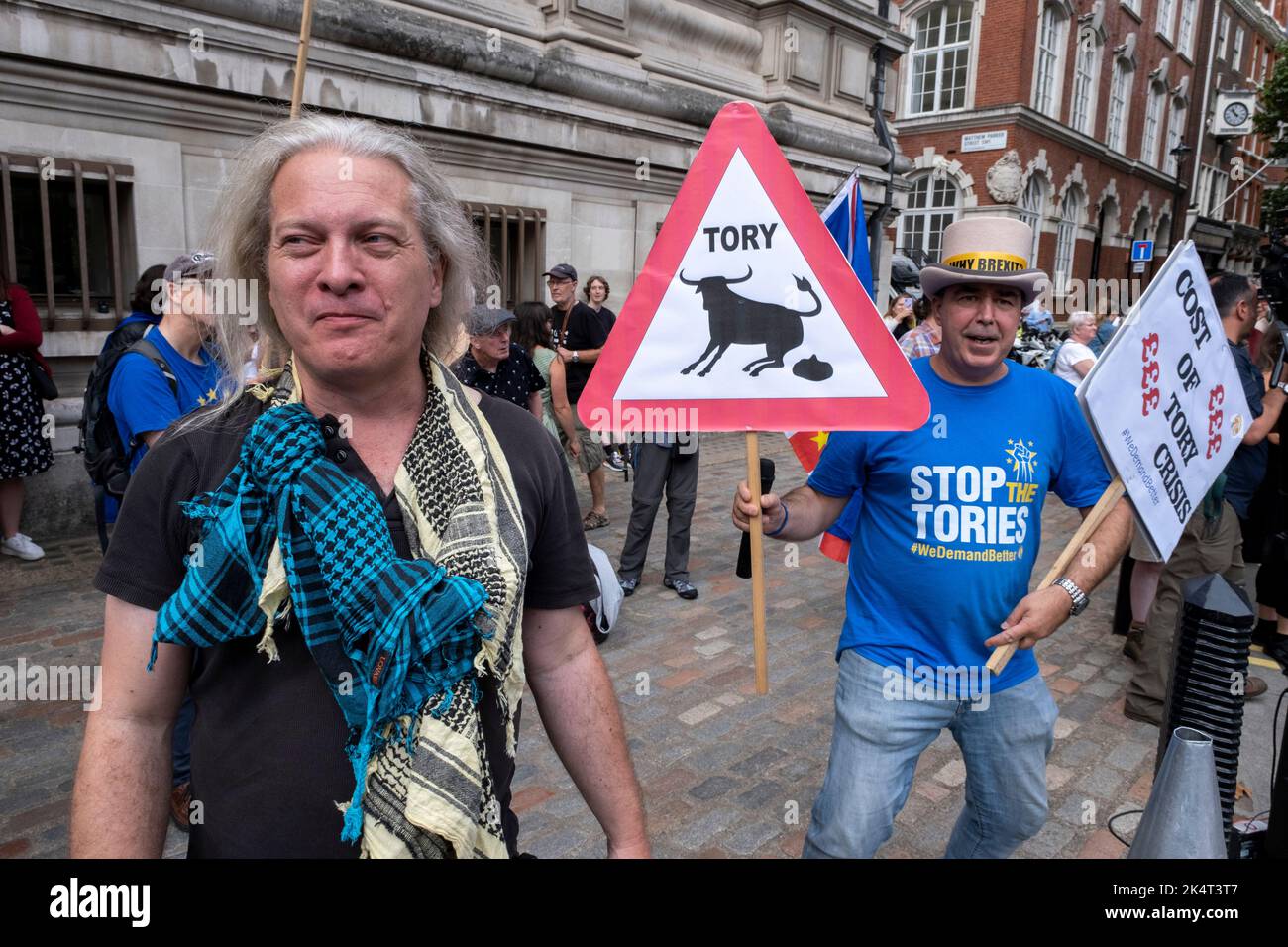 Anti-Brexit protester Steve Bray seen on the right in Westminster as ...
