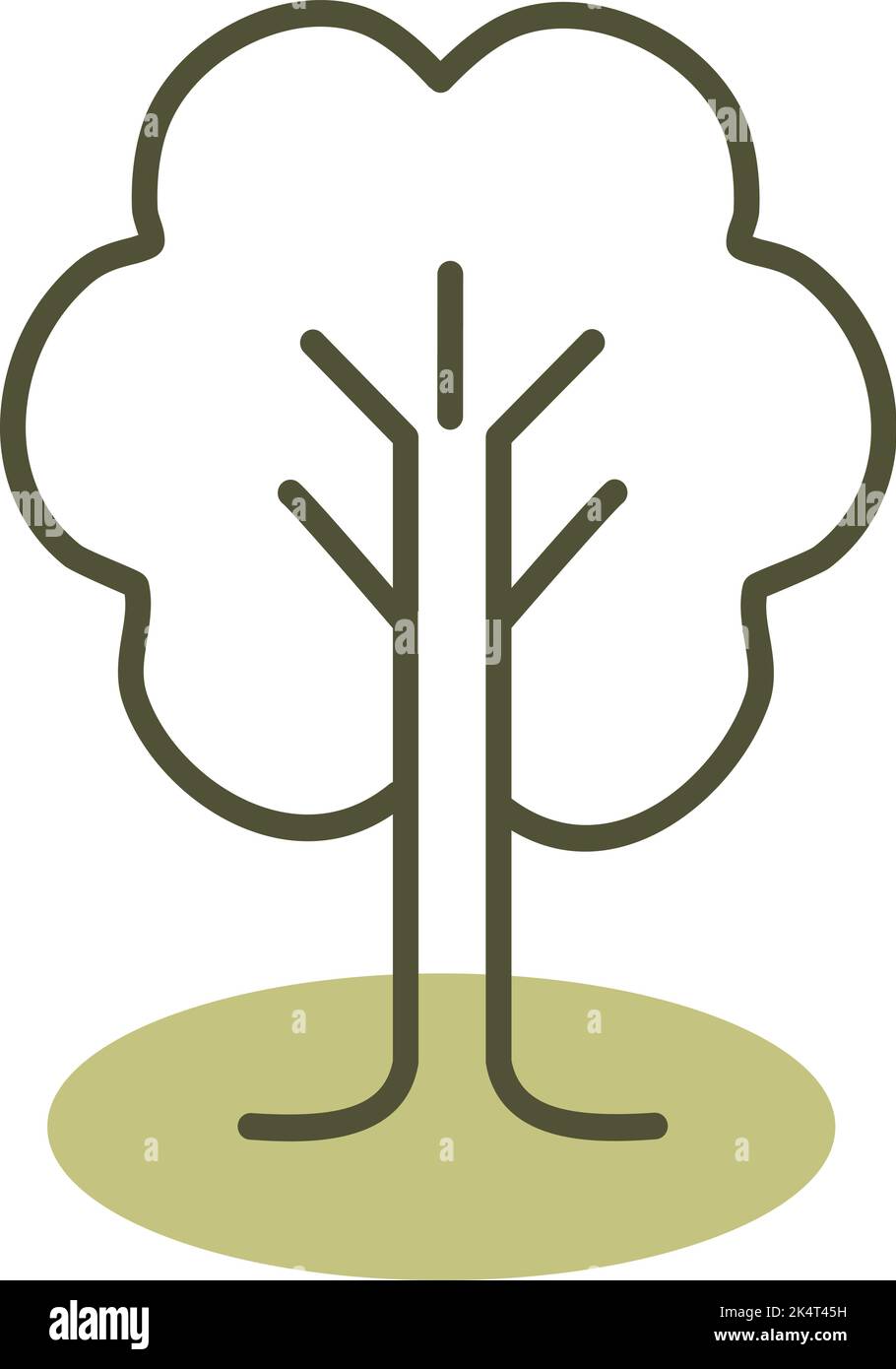 Tree with big trunk, illustration, vector on a white background Stock ...