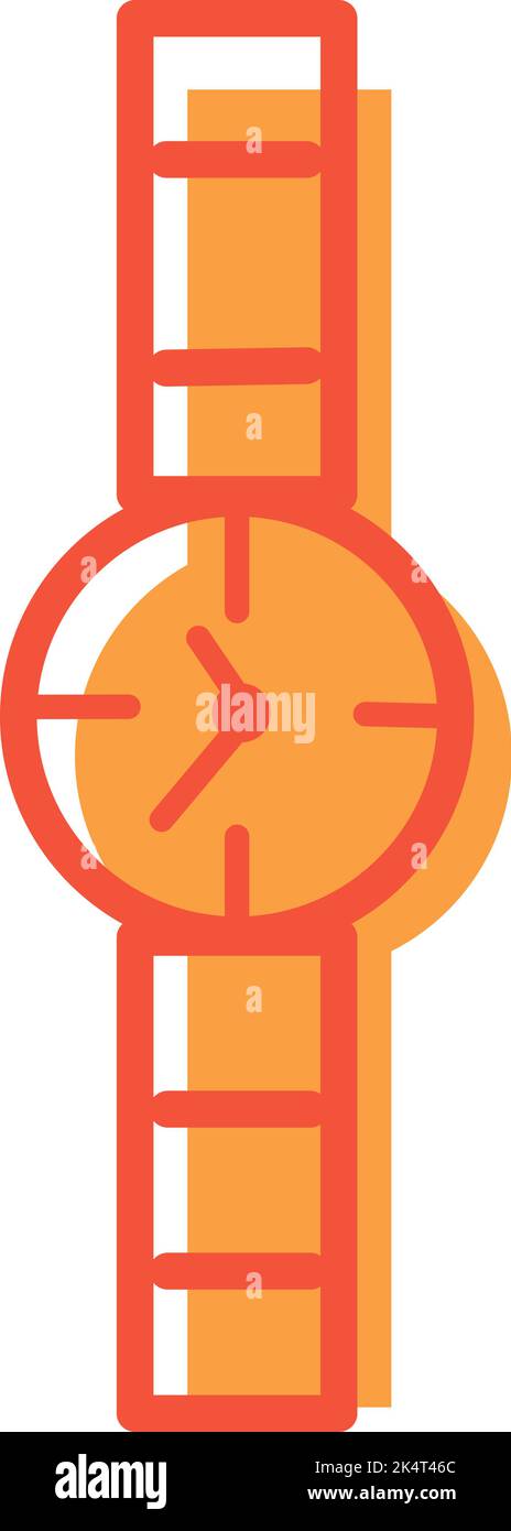 Orange hand watch, illustration, vector on a white background Stock ...