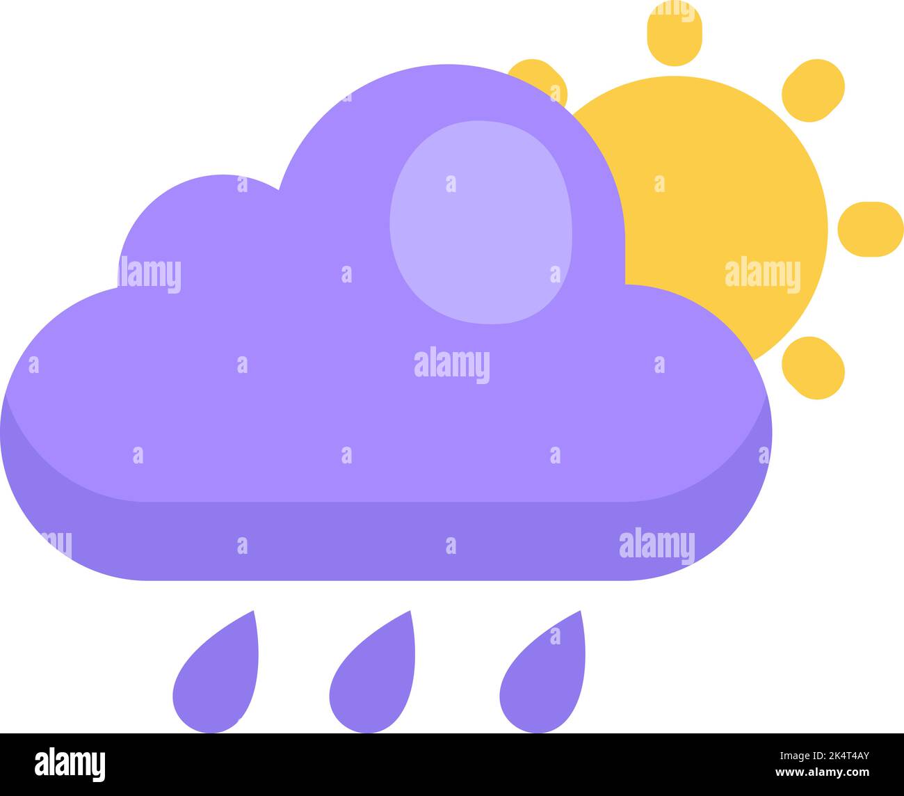 Sunny day with rain, illustration, vector on a white background Stock ...