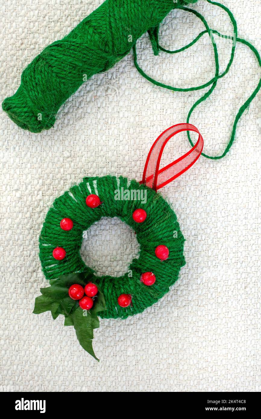 Kids Christmas crafts of snow man and wreath ornaments with polystyrene ...