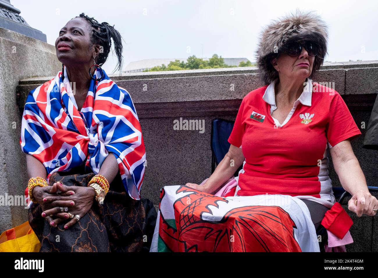 Grace L of London, and Anne R from Wales are first in line at the front ...