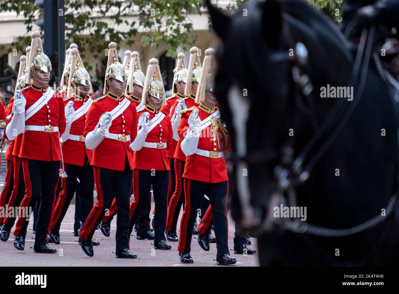 Life Guards at the head of the procession of the coffin carrying Queen ...