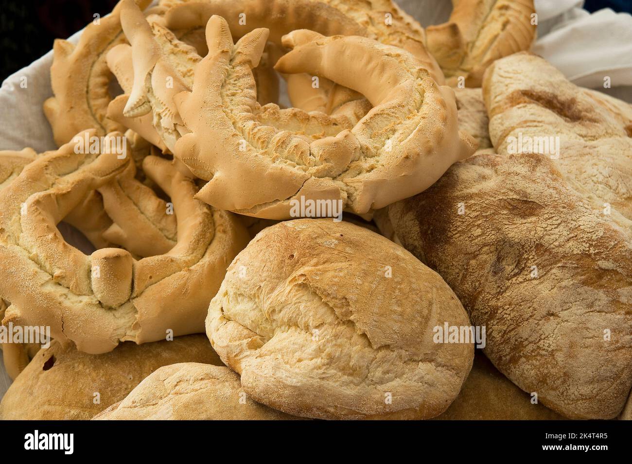 Typical Bread, Guspini, Medio Campidano, Sardinia, Italy Stock Photo ...