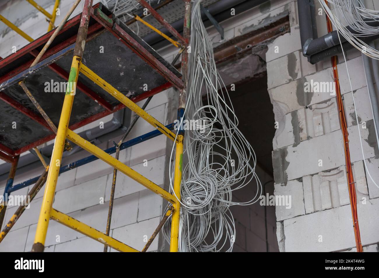 Electrical wiring work of housing construction Stock Photo - Alamy