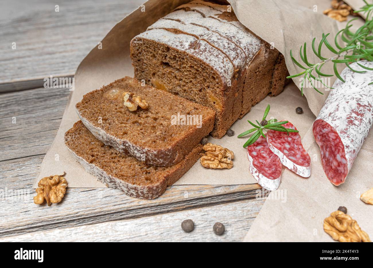 Bread with dried fruits cut into slices Stock Photo - Alamy