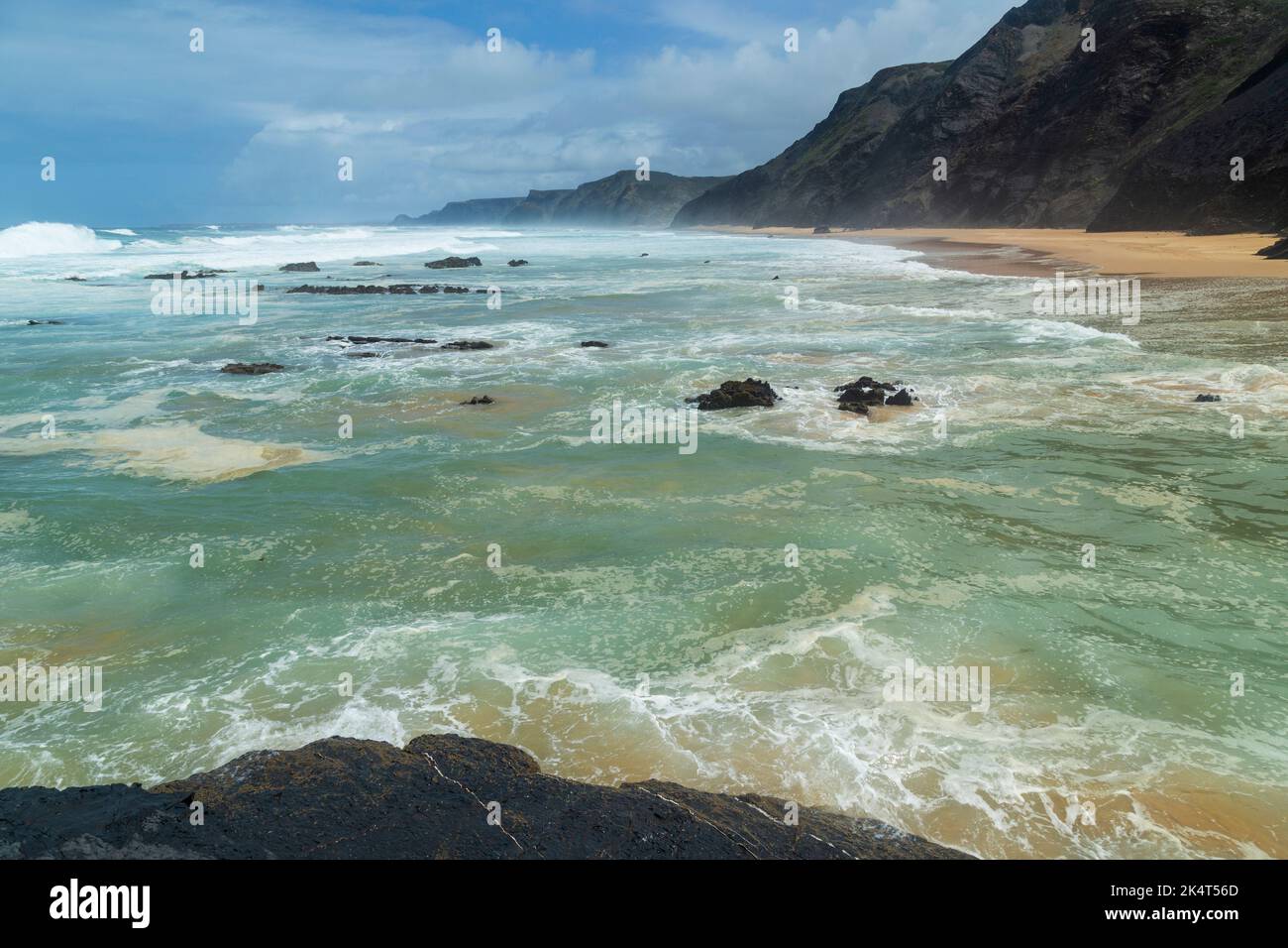 Beautiful empty beach in Algarve, Portugal Stock Photo - Alamy