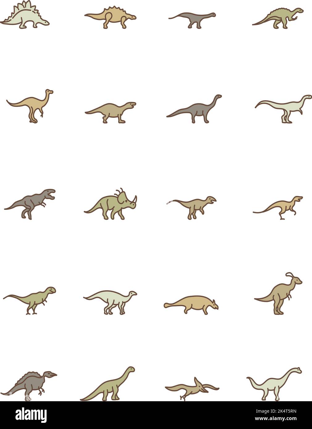 Dinosaurs icon pack, illustration, vector on a white background Stock ...