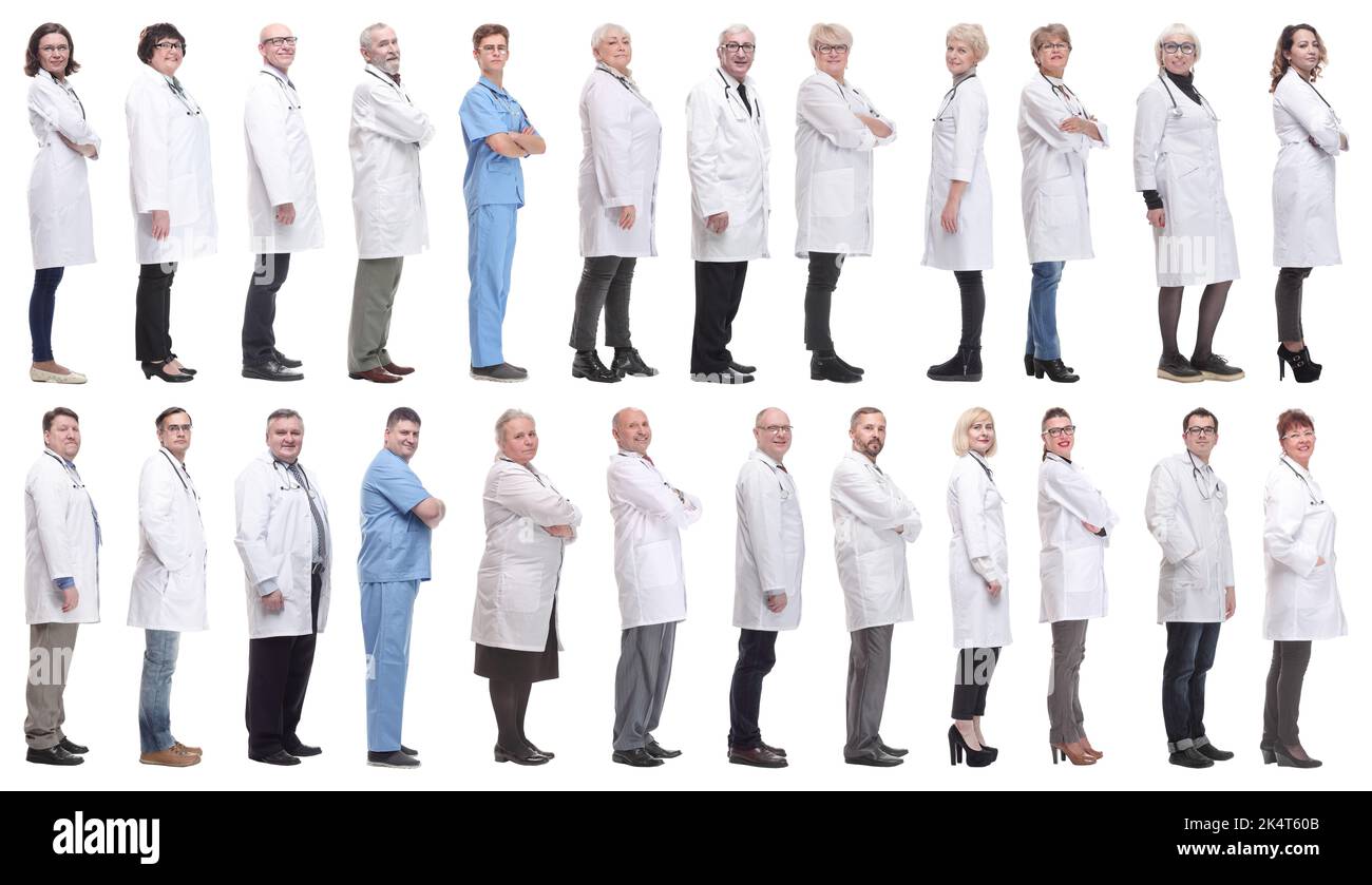 group of doctors in profile isolated on white Stock Photo - Alamy