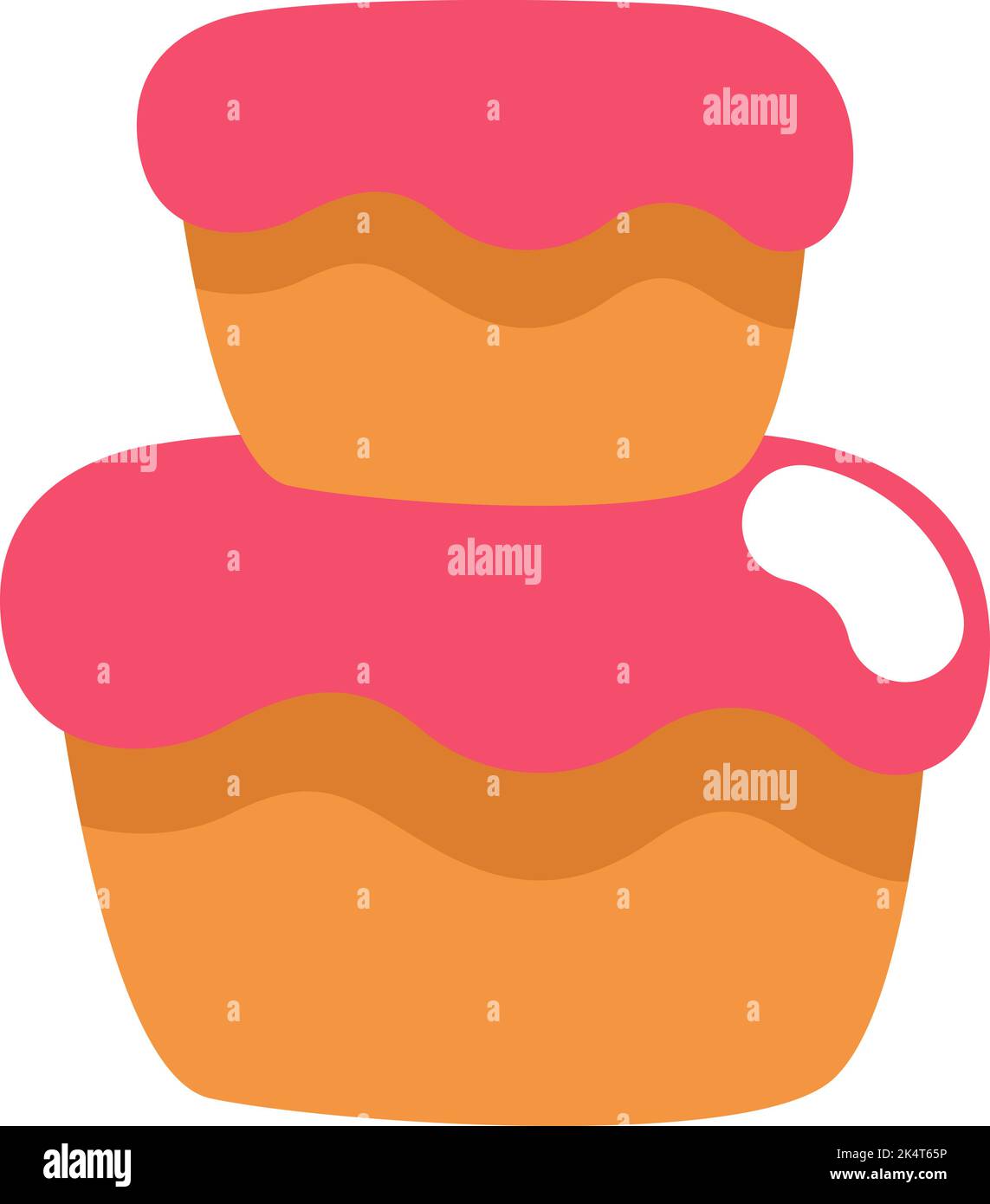 Two story pink cake, illustration, vector on a white background Stock ...