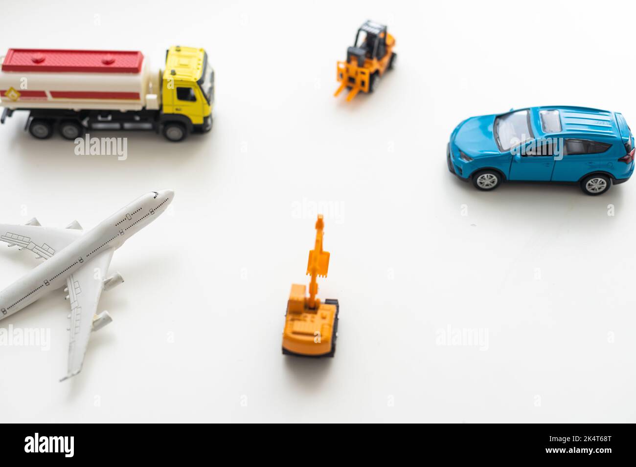 Overhead view of different car toys Stock Photo - Alamy