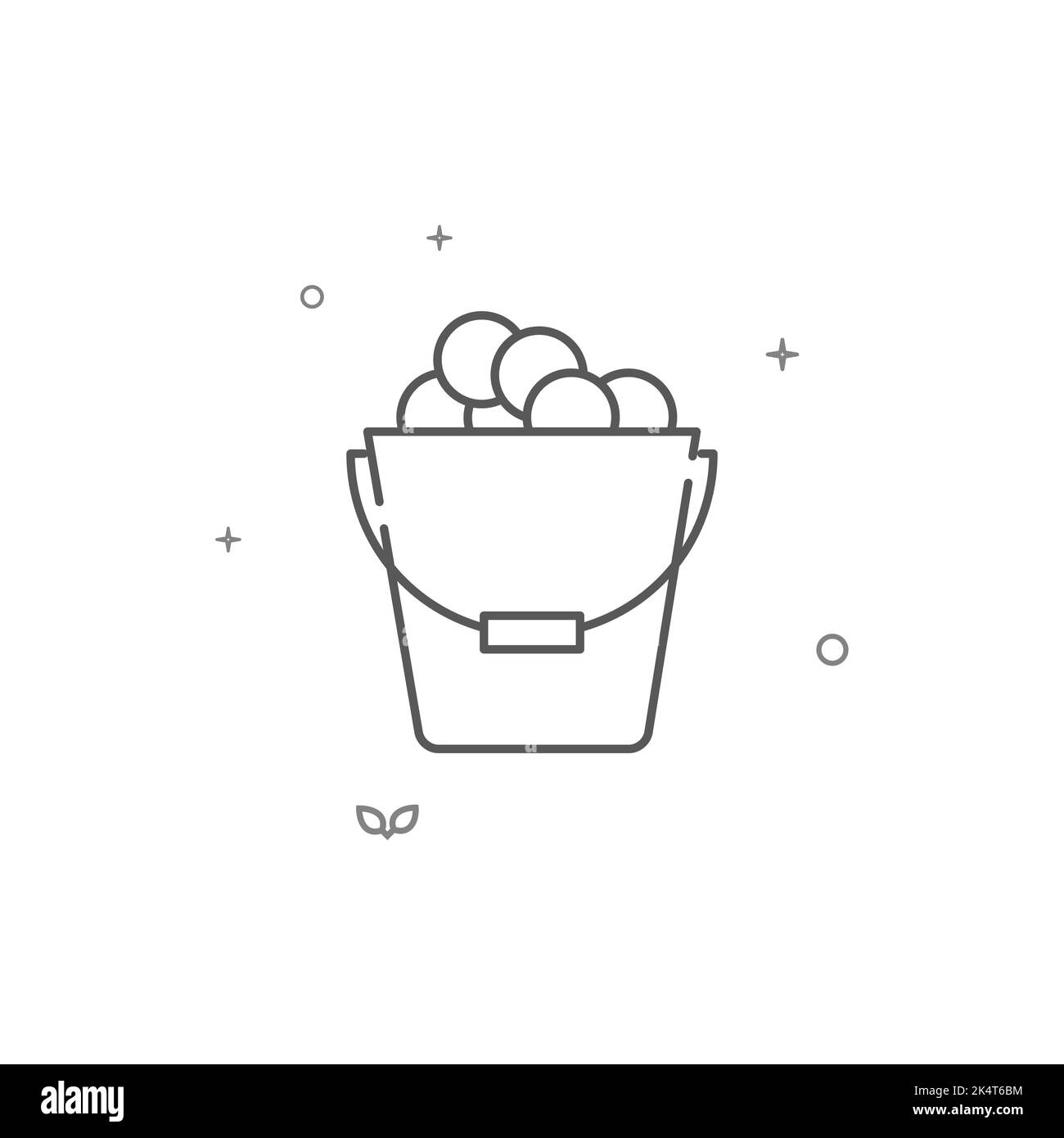 Bucket full of apples simple vector line icon. Symbol, pictogram, sign ...