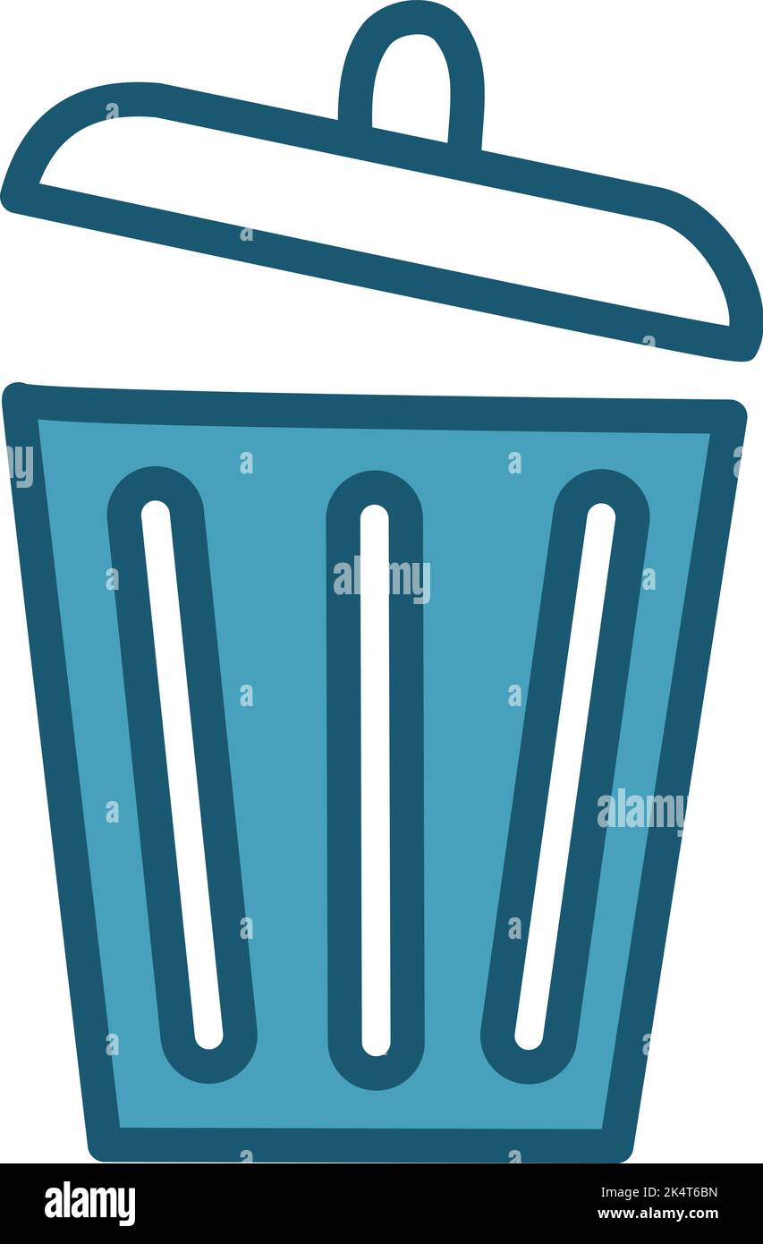 Blue trash bin, illustration, vector on a white background Stock Vector ...