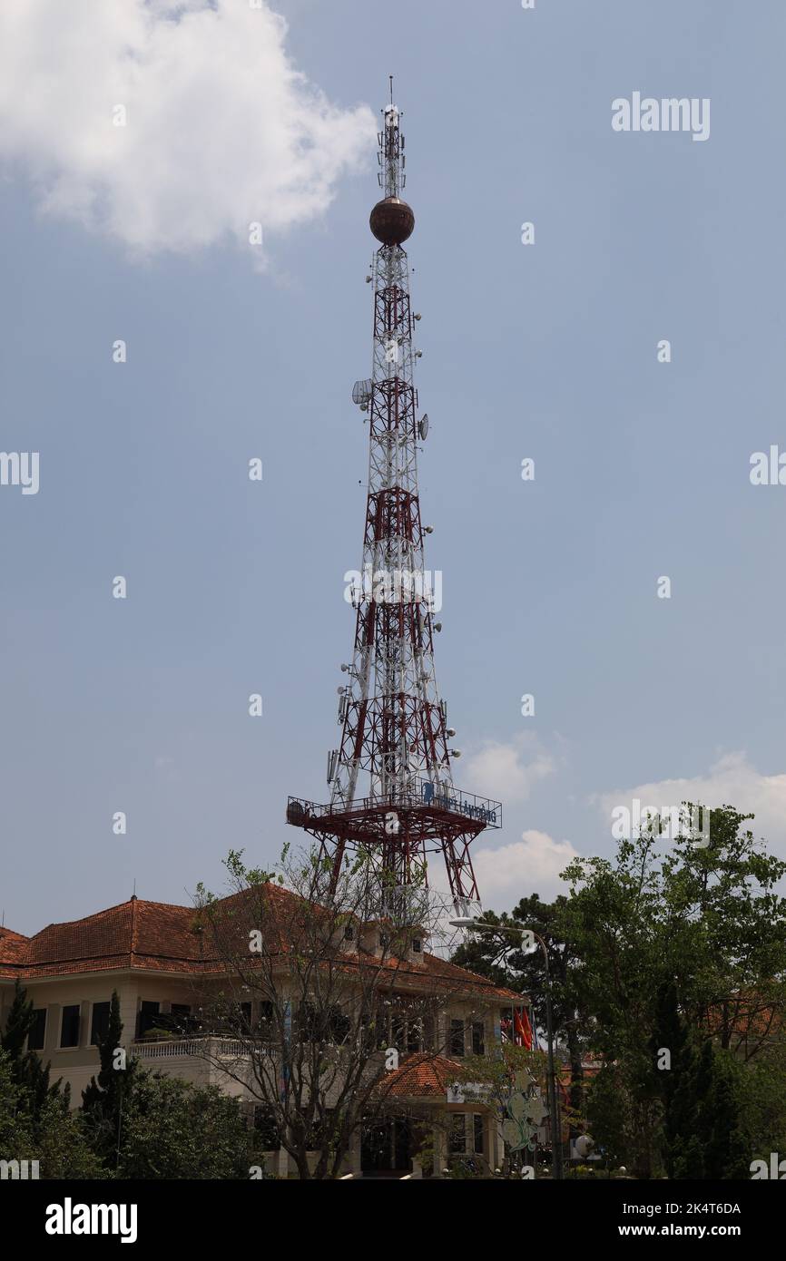 Dalat television tower resembles Paris Eiffel Tower Stock Photo - Alamy