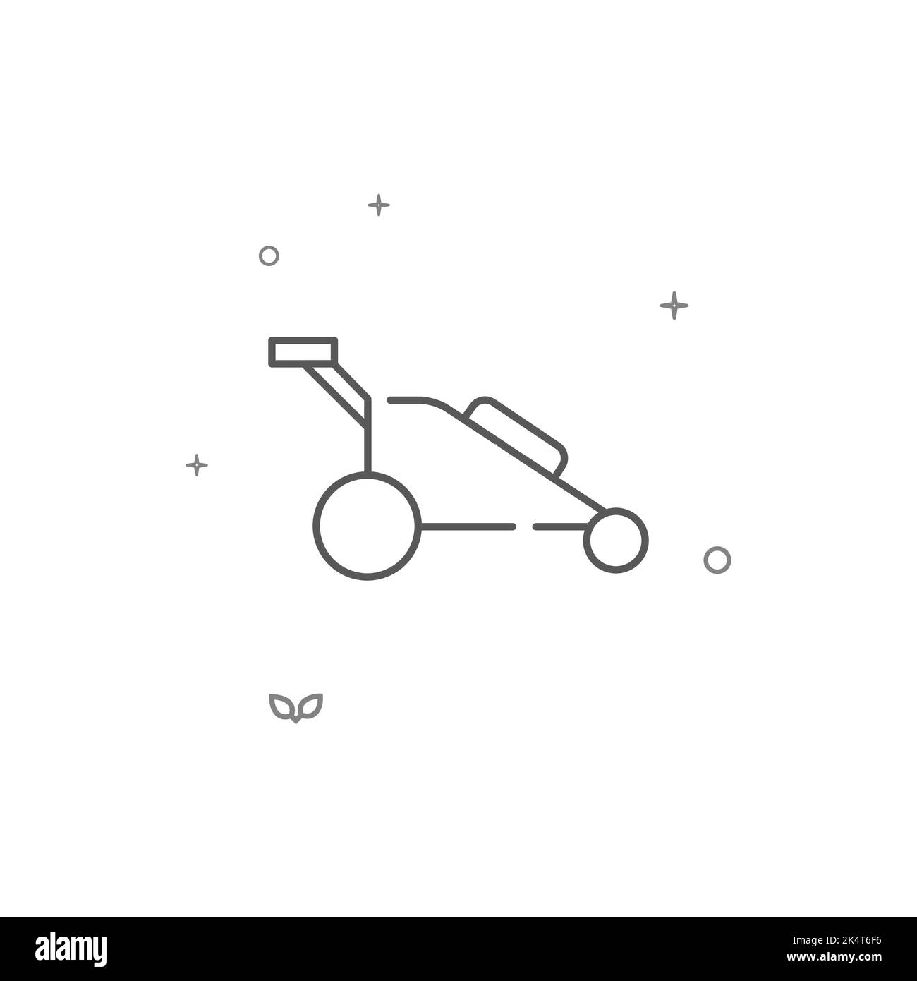 Lawn mower, grass cutter simple vector line icon. Symbol, pictogram ...