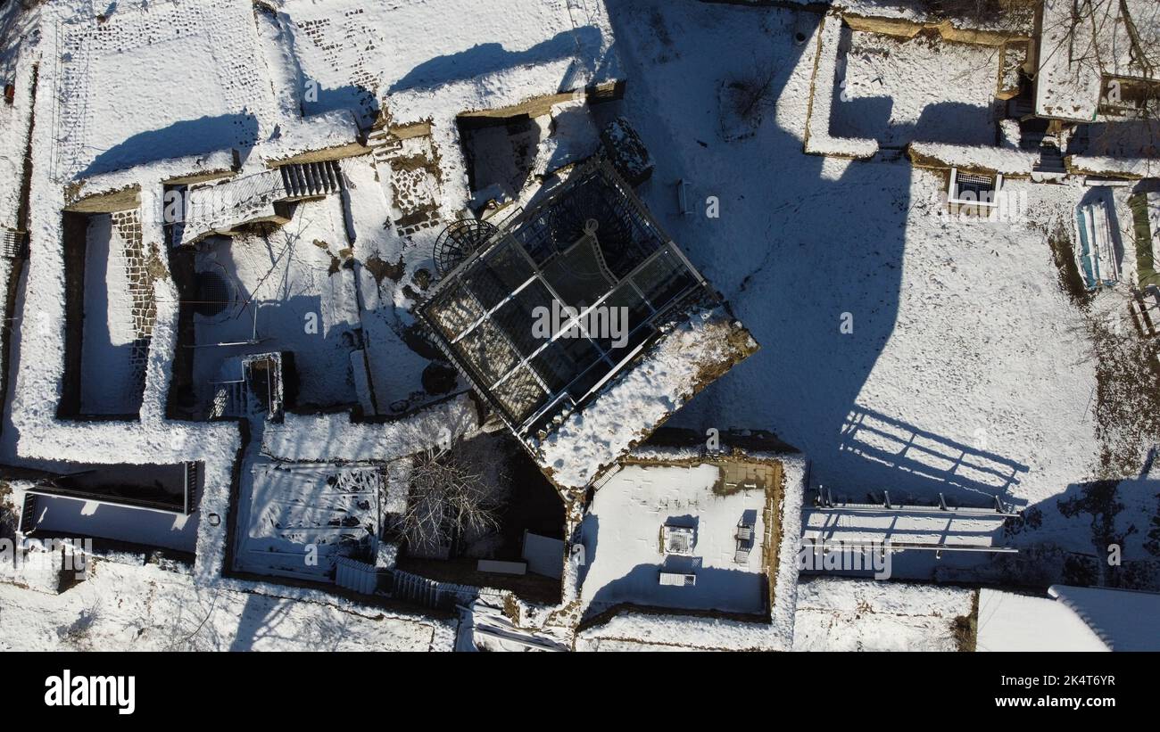 historical gothic Orlik castle by Humpolec,aerial panorama landscape ...