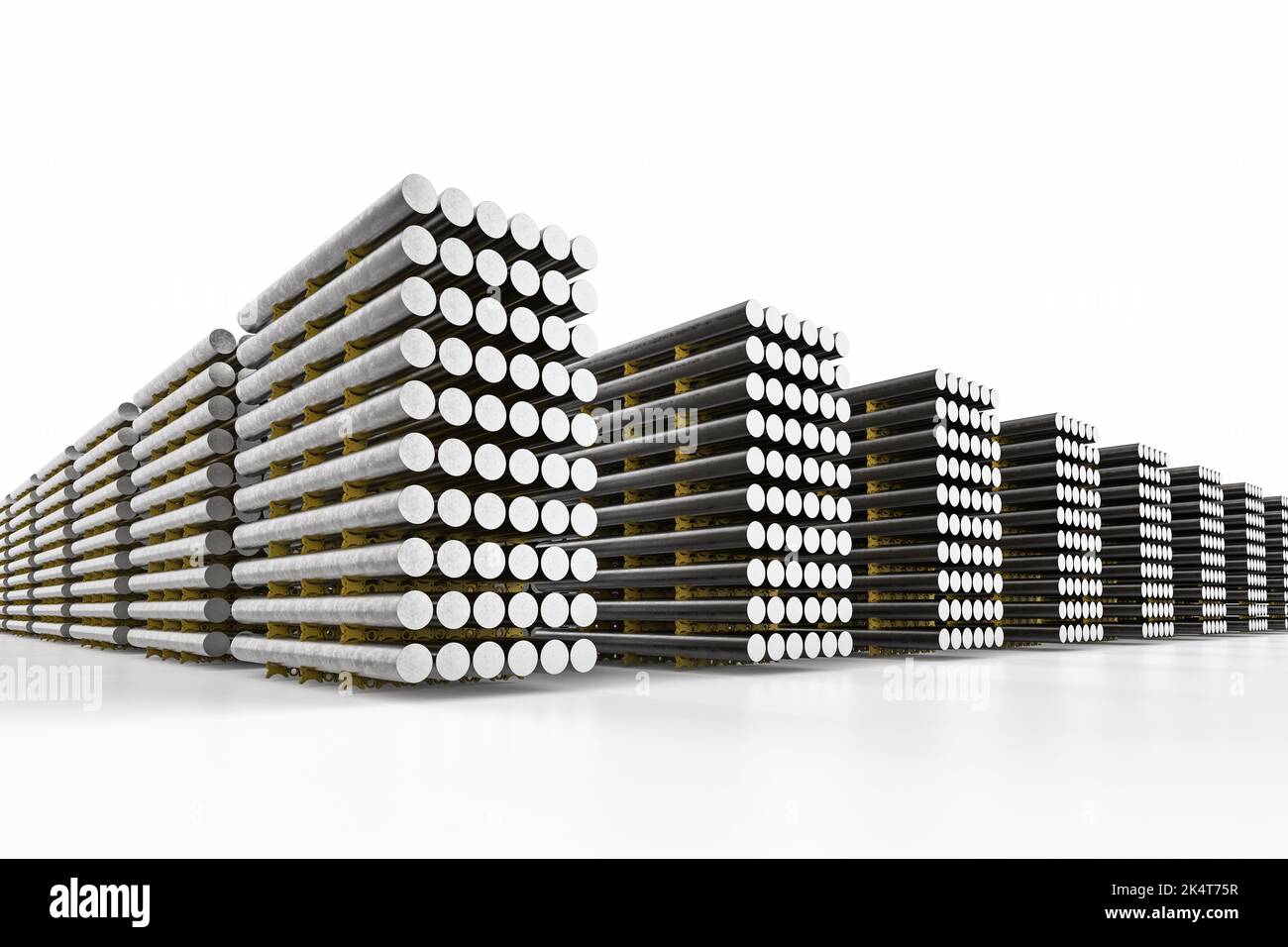 3d rendering heap of shiny aluminium billets in factory Stock Photo - Alamy
