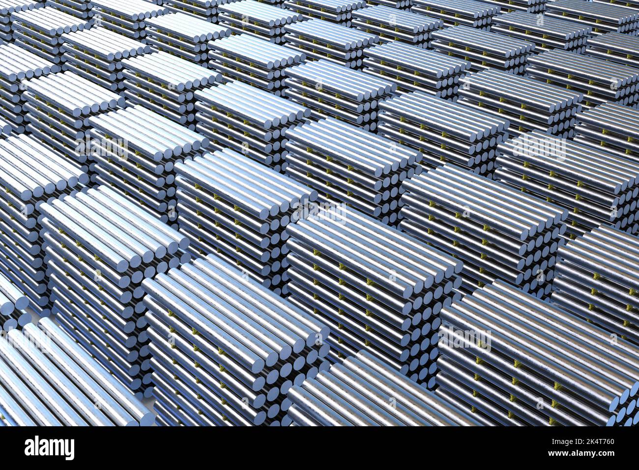 3d rendering heap of shiny aluminium billets in factory Stock Photo - Alamy