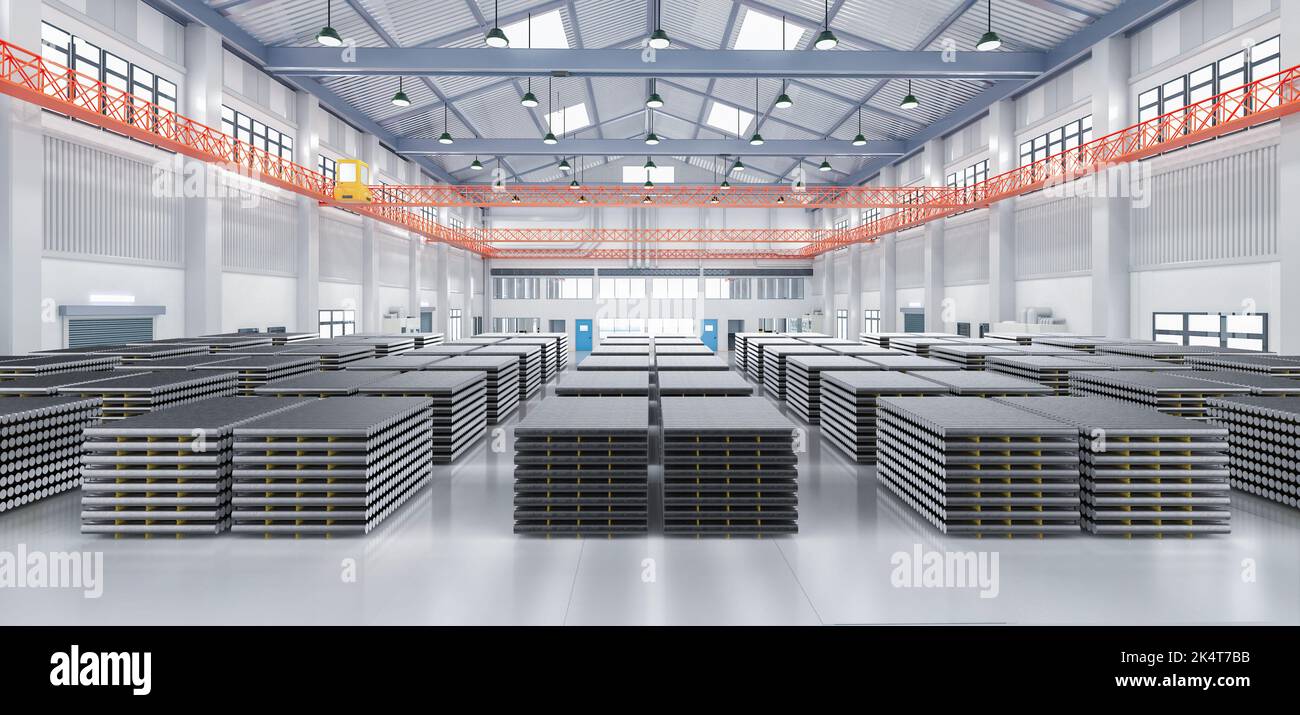 3d rendering heap of shiny aluminium billets in factory Stock Photo - Alamy