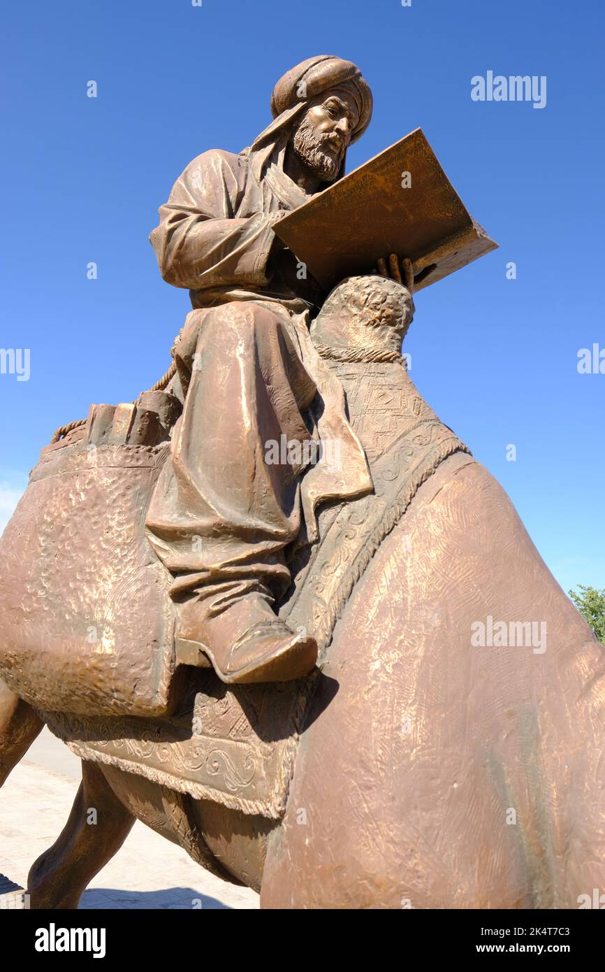 Khiva Uzbekistan - monument to Silk Road traders at the entrance to the ...