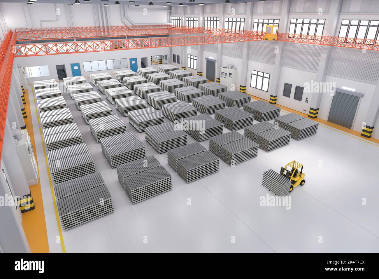 3d rendering heap of shiny aluminium billets in factory Stock Photo - Alamy