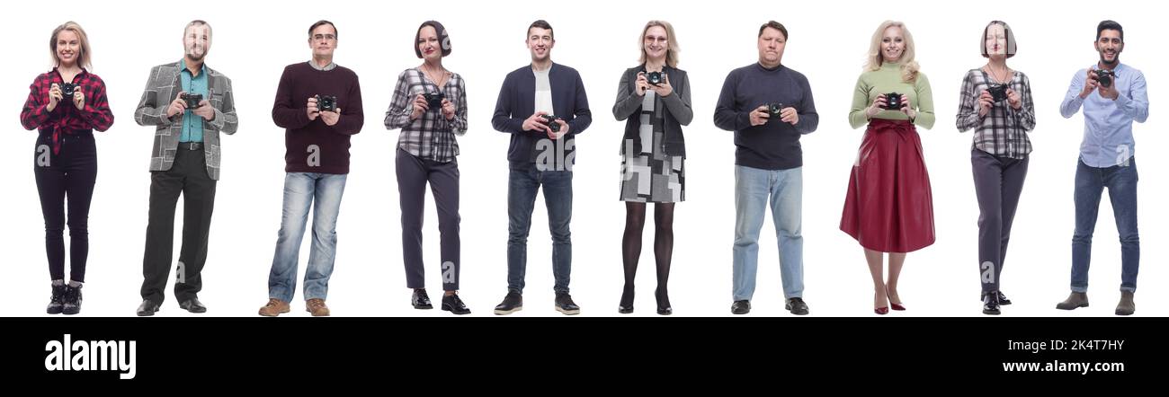 collage of professional photographers in full length isolated Stock ...