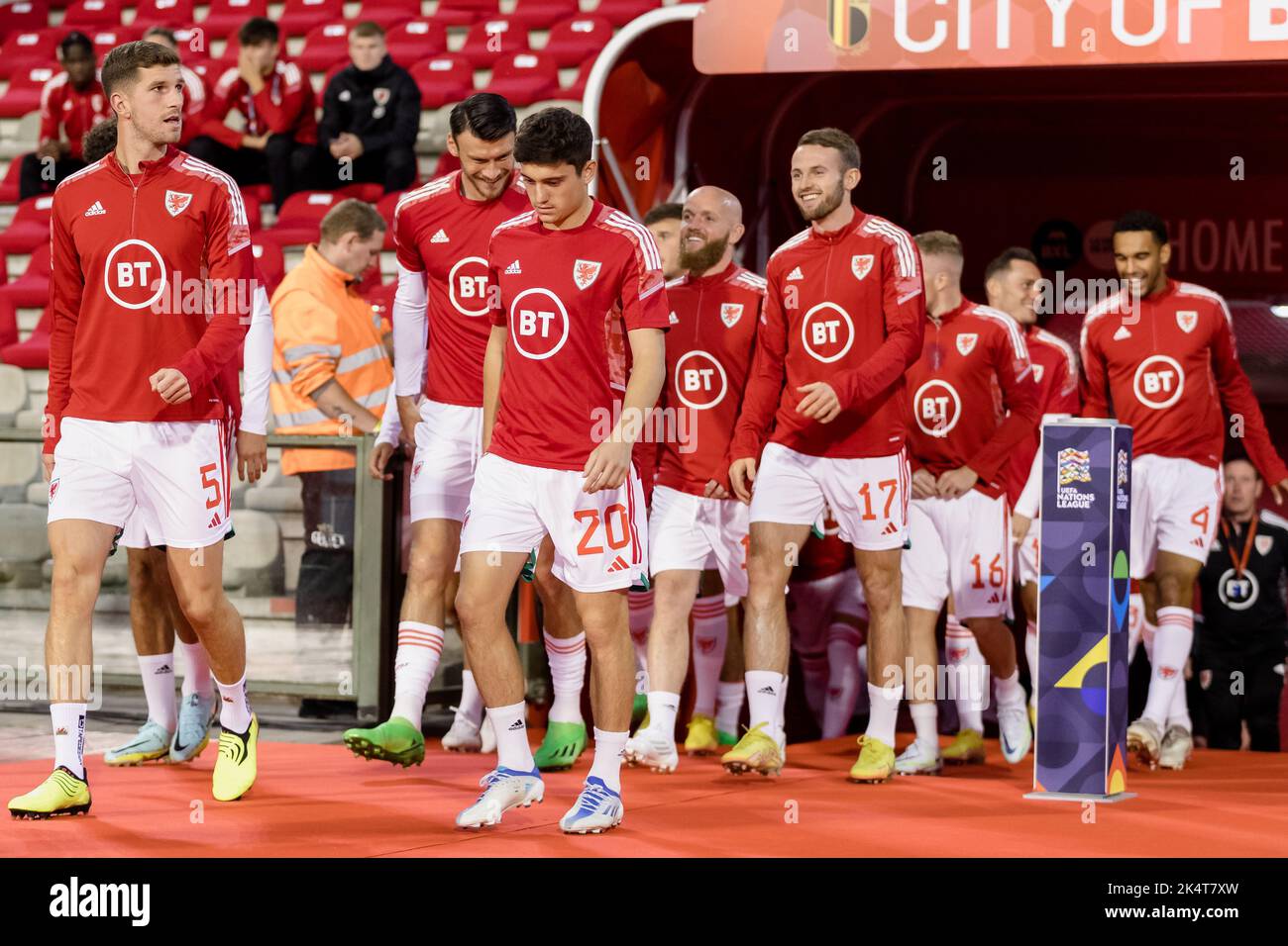 BRUSSELS, BELGIUM - 22 SEPTEMBER 2022: Wales' Chris Mepham, Wales' Dan ...