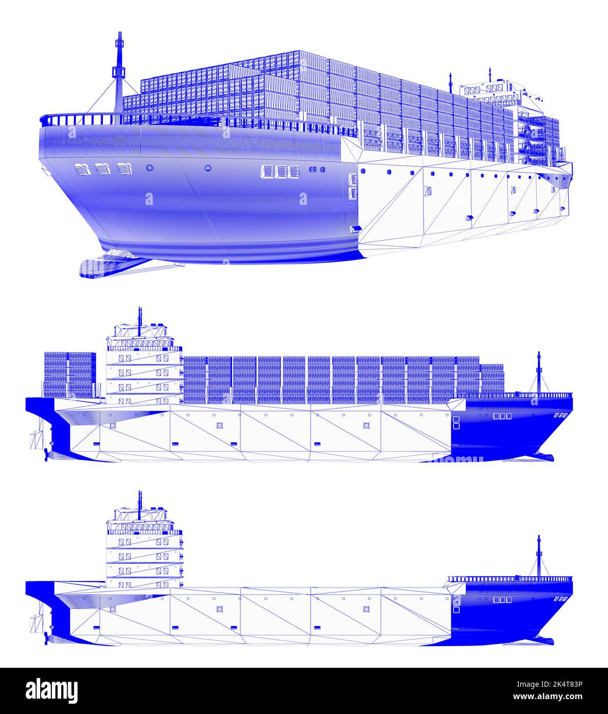3d rendering blueprint of cargo ship or vessel isolated on white Stock ... 3d rendering blueprint of cargo ship or vessel isolated on white Stock ...