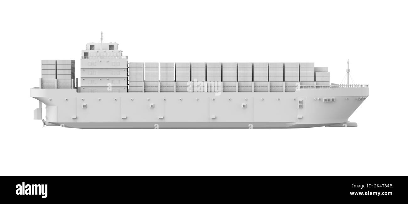 3d rendering white cargo ship or vessel model isolated on white Stock ...
