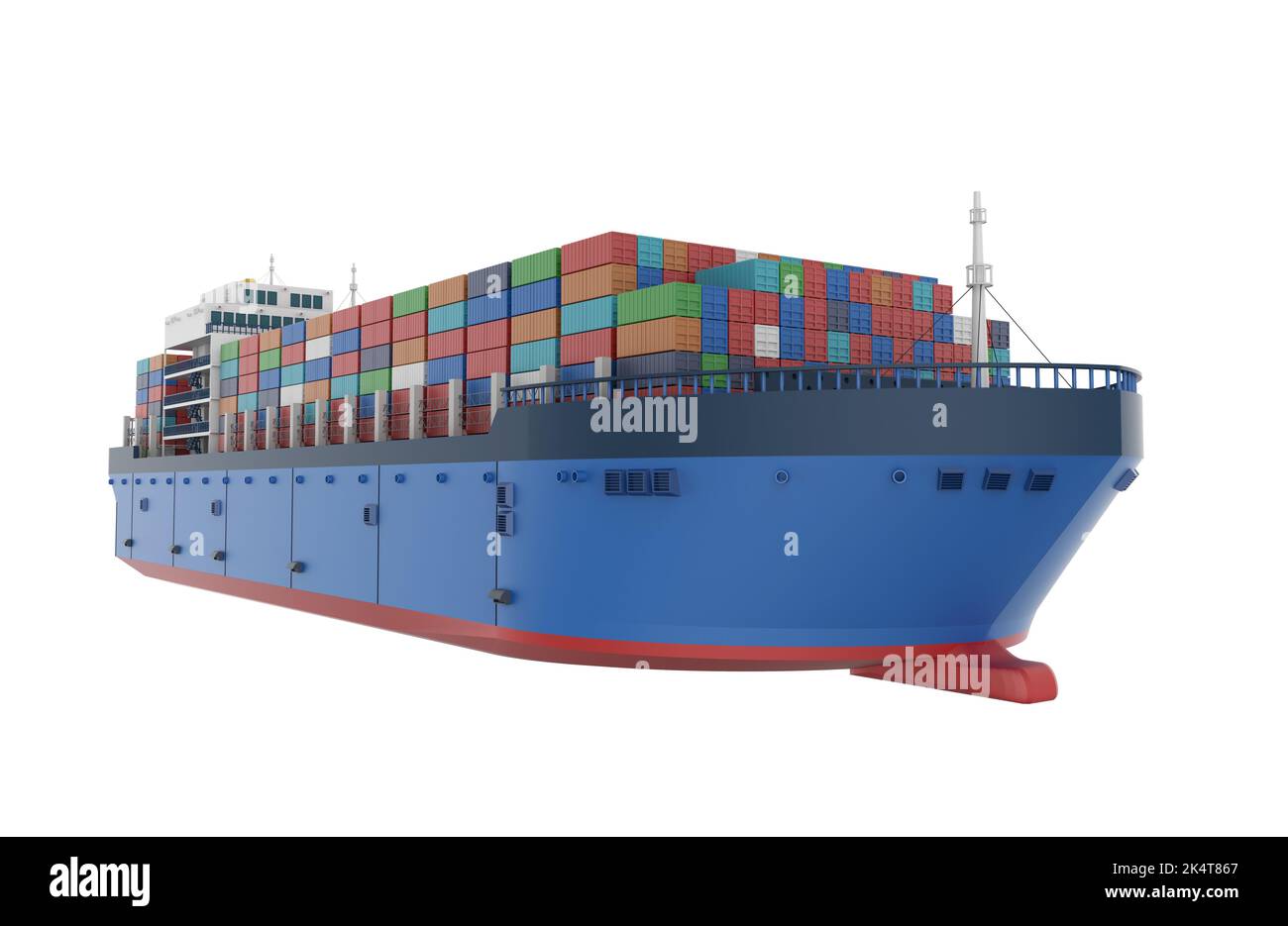 3d rendering cargo ship or vessel with containers isolated on white ...