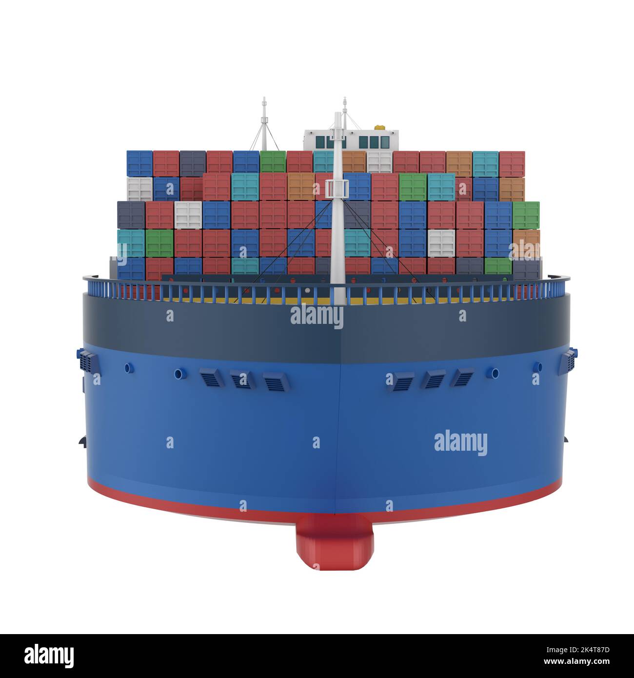 3d rendering cargo ship or vessel with containers isolated on white ...