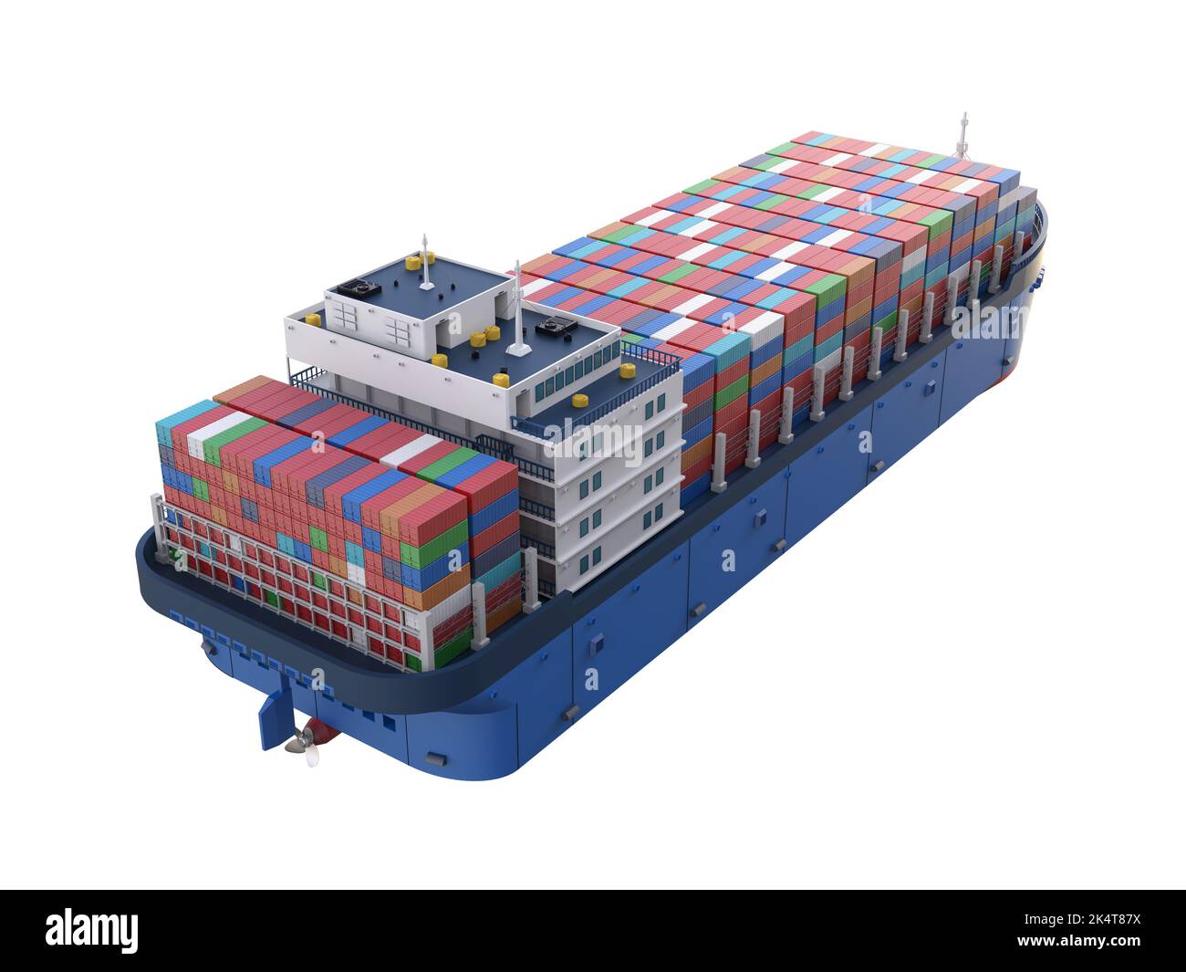 3d rendering cargo ship or vessel with containers isolated on white ...