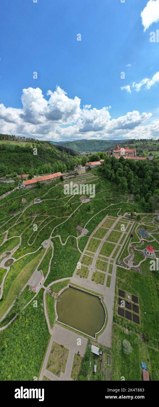 Pernstejn castle historical old fort and its gardens in central Europe ...
