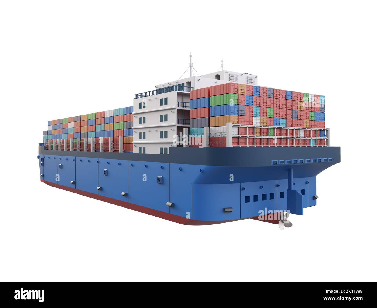 3d rendering cargo ship or vessel with containers isolated on white ...
