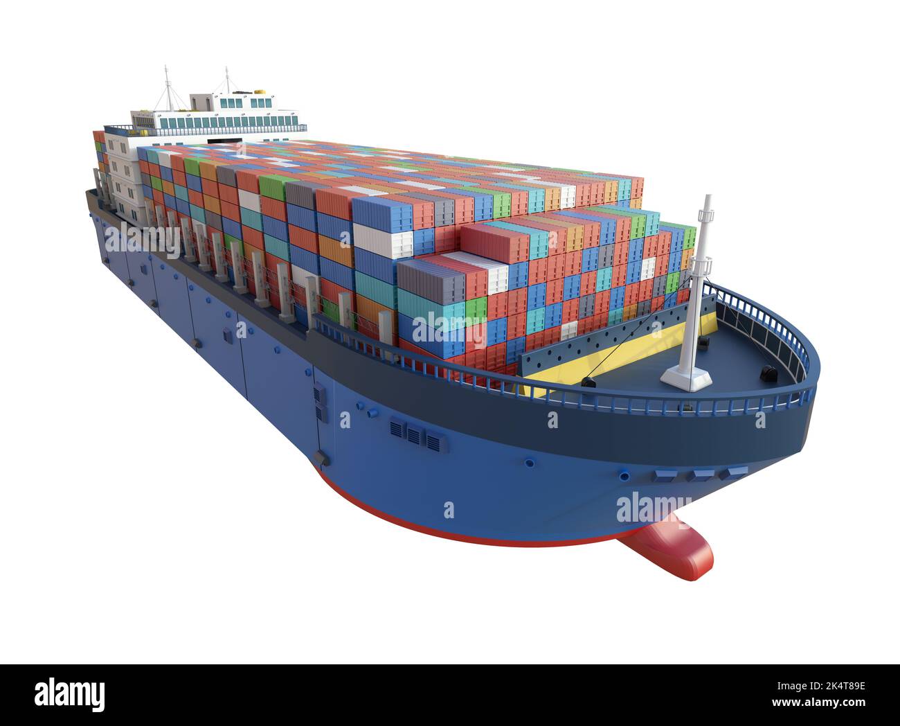3d rendering cargo ship or vessel with containers isolated on white ...
