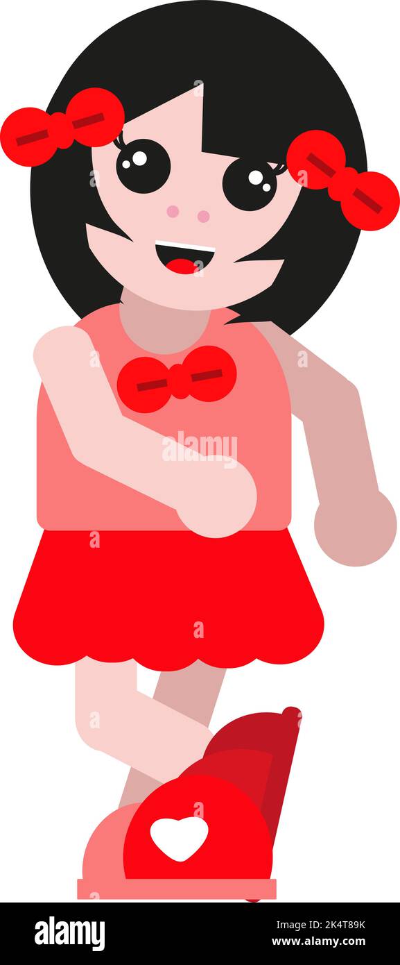 Cute girl doll, illustration, vector on a white background Stock Vector ...