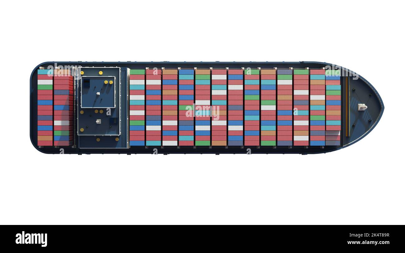 3d rendering cargo ship or vessel with containers isolated on white ...