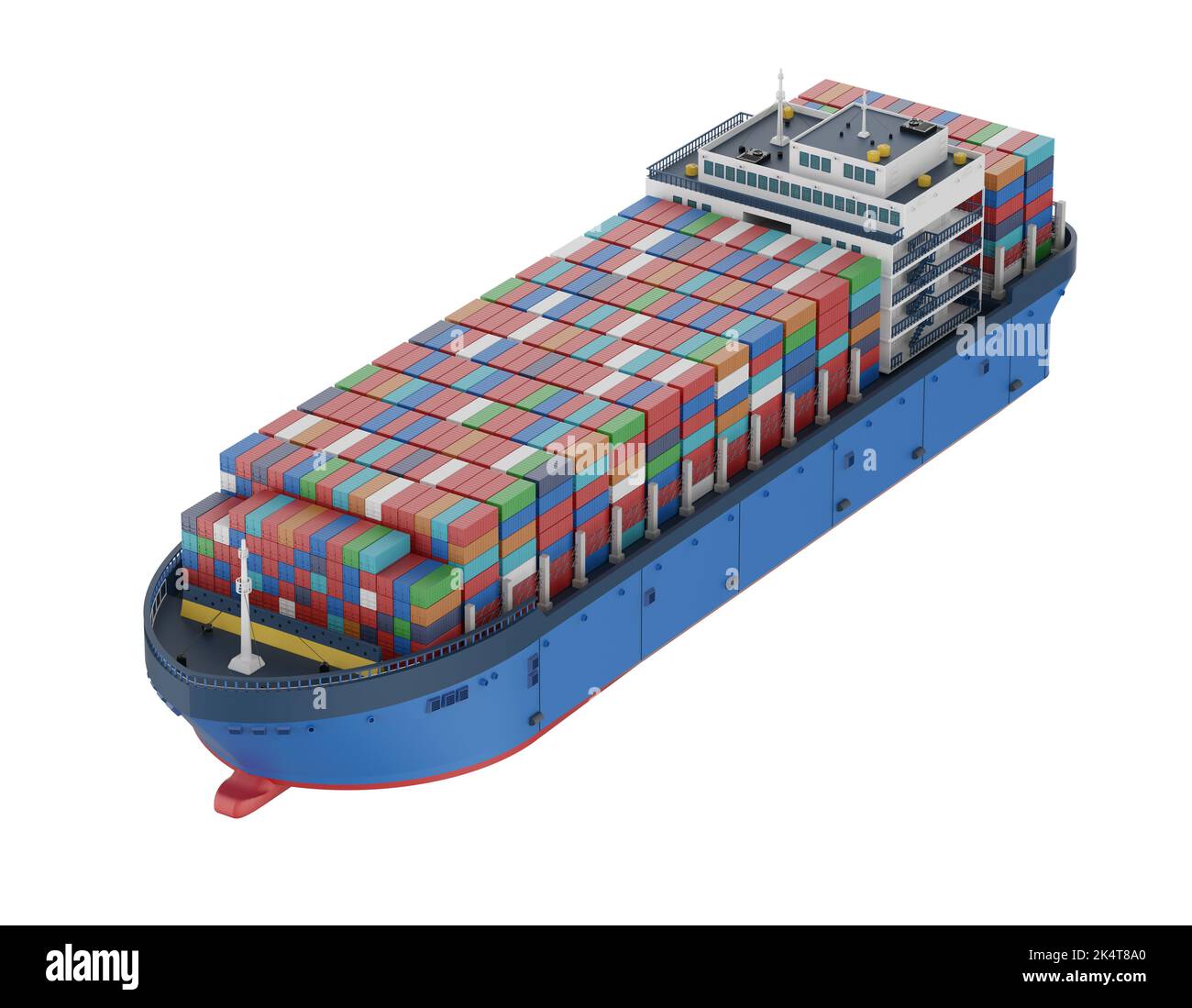 3d rendering cargo ship or vessel with containers isolated on white ...