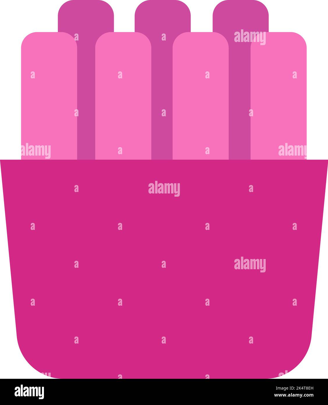 Pink french fries, illustration, vector on a white background Stock ...