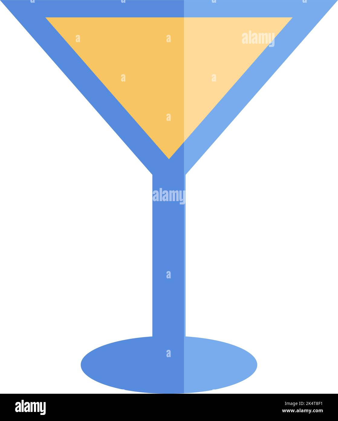 Yellow cocktail in glass, illustration, vector on a white background ...