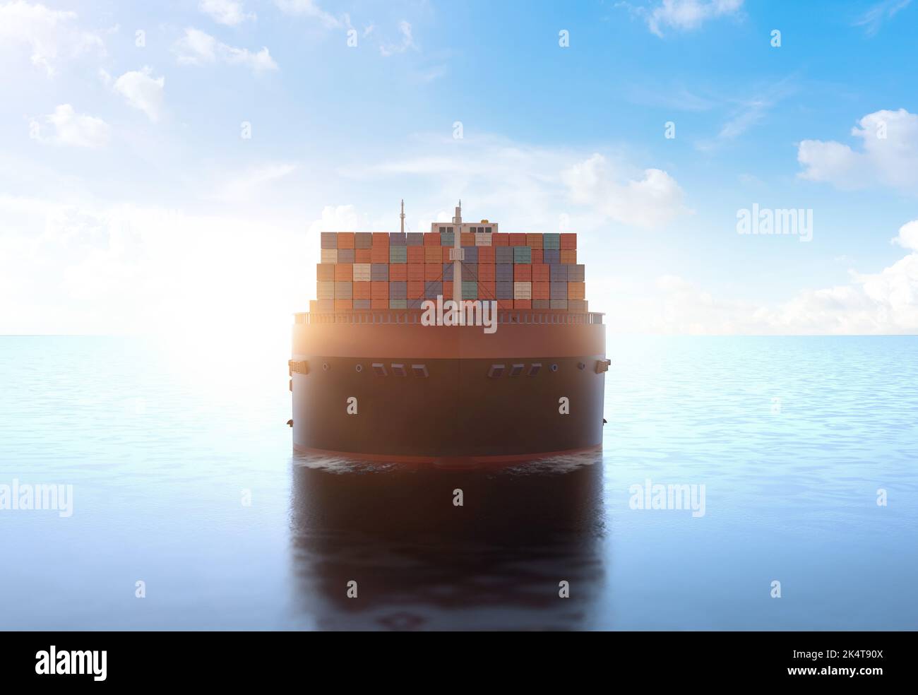 3d rendering cargo ship or vessel with containers in ocean Stock Photo ...