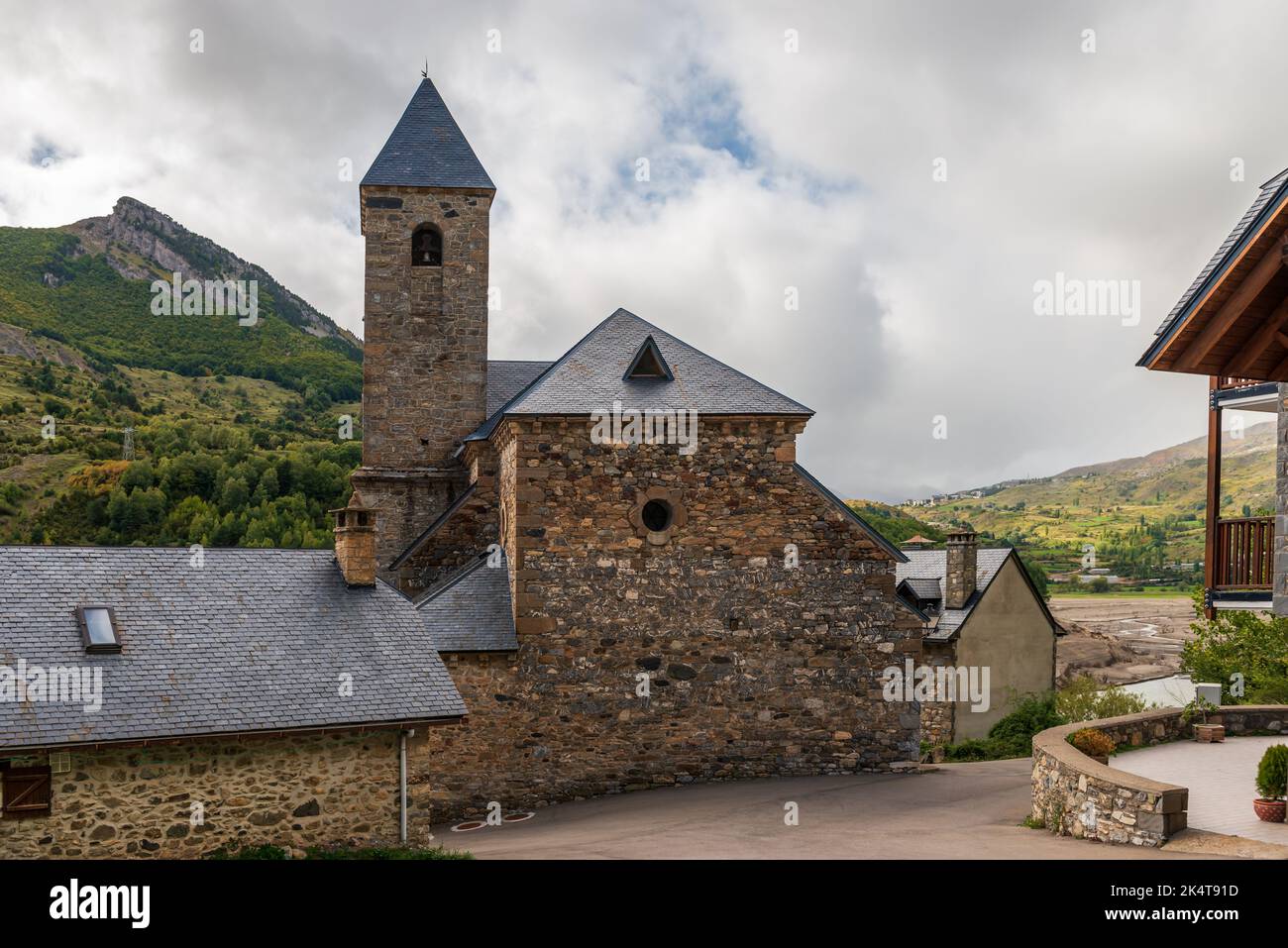 Church in the small village of Lanuza, near Sallent de Gallego, in the ...