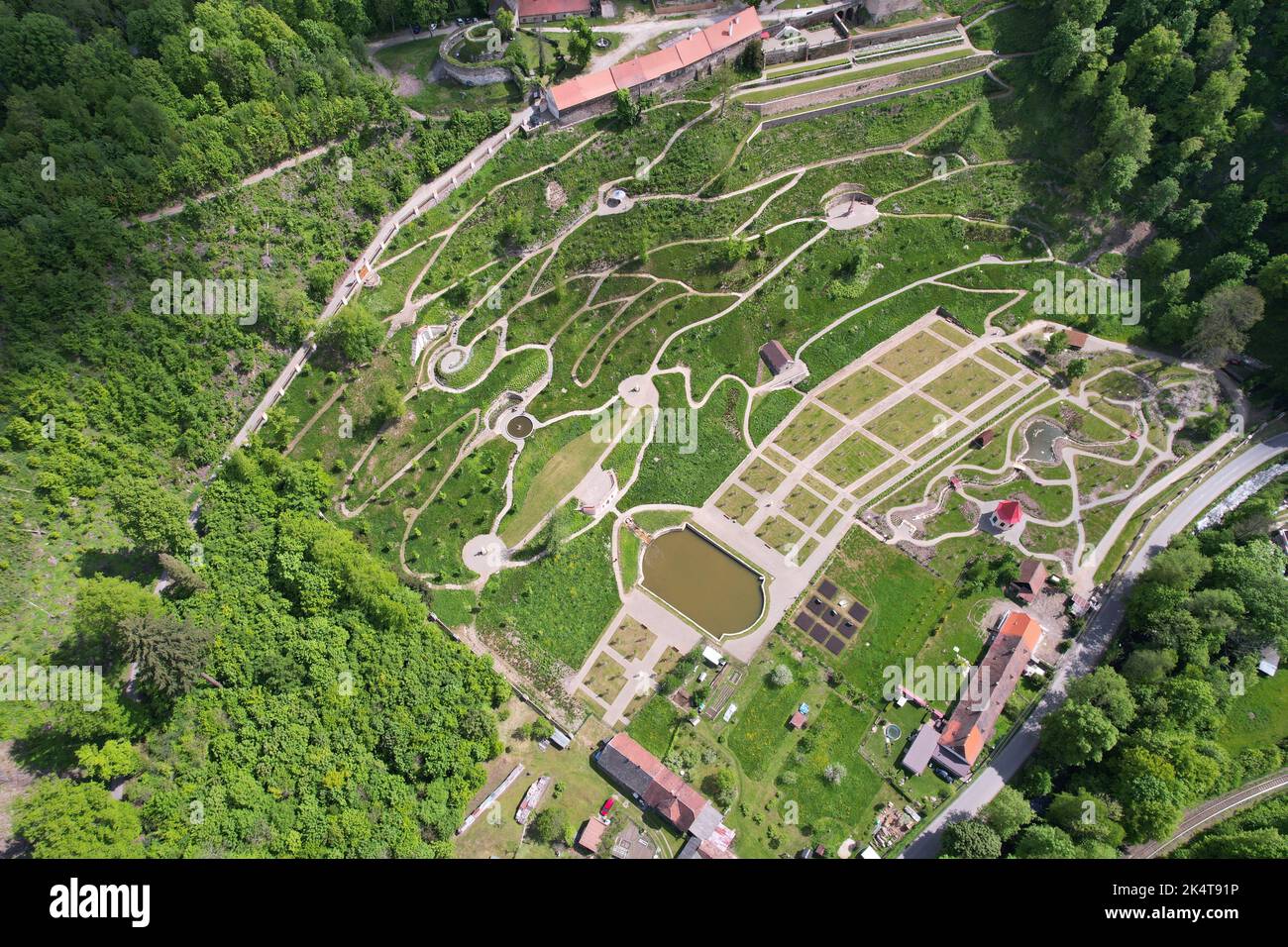 Pernstejn castle historical old fort and its gardens in central Europe ...