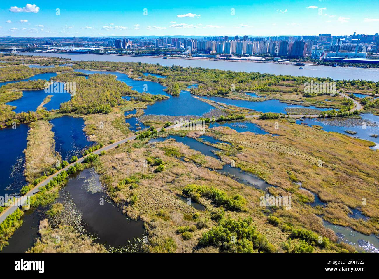 Harbin. 4th Oct, 2022. Aerial photo taken on Oct. 4, 2022 shows the ...