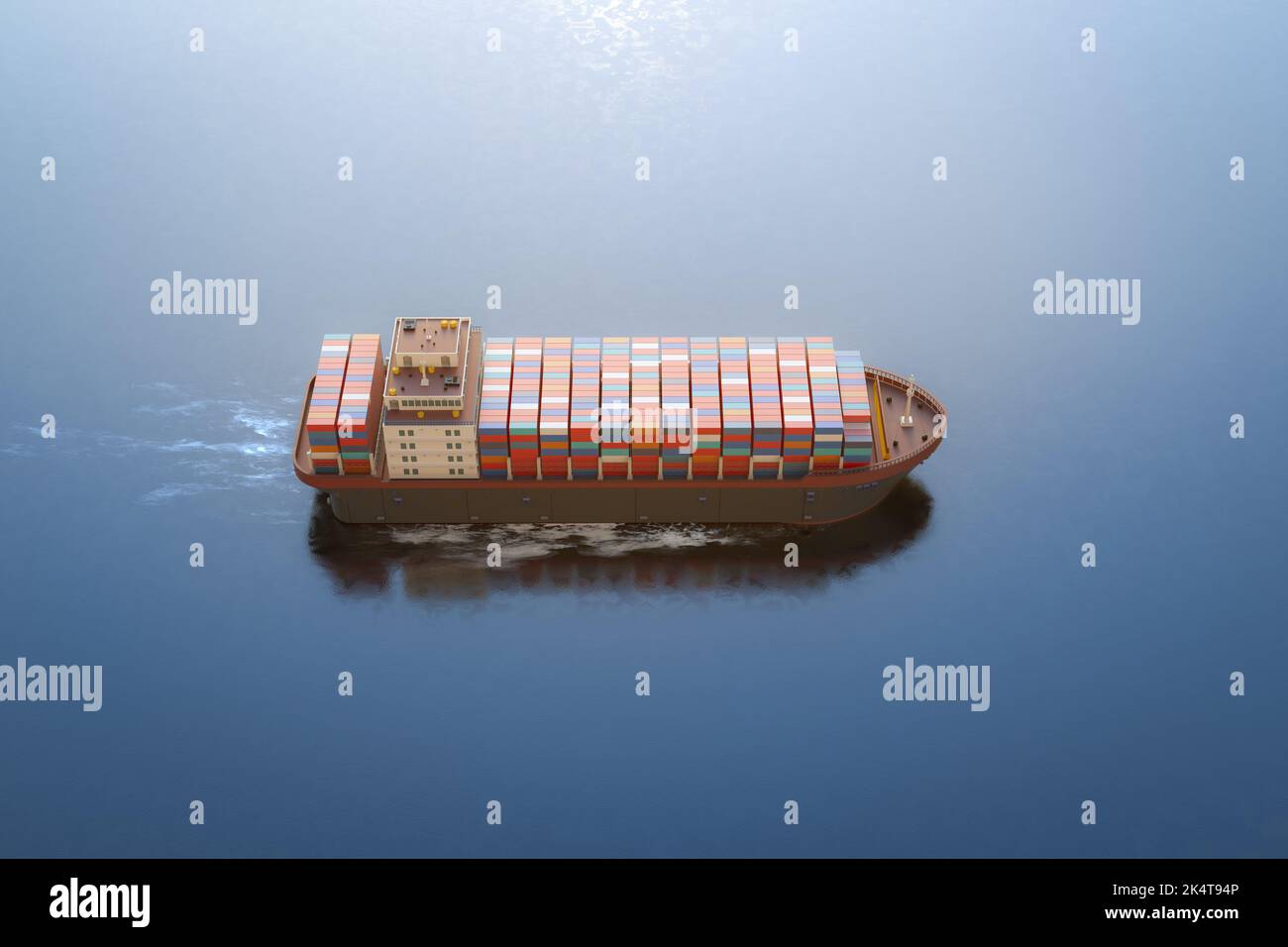 3d rendering cargo ship or vessel with containers in ocean Stock Photo ...